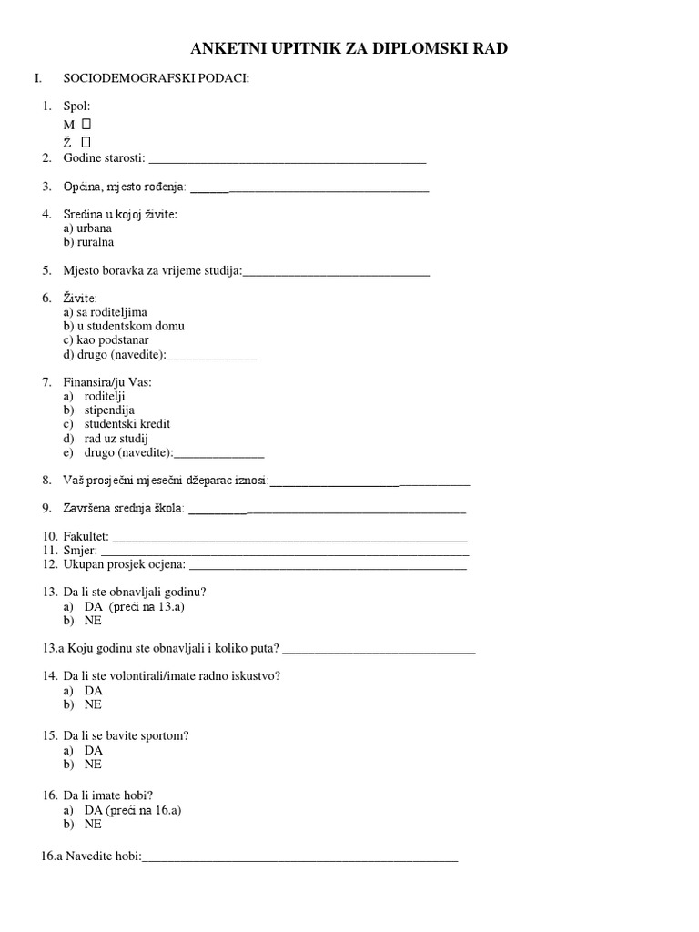Anketni Upitnik | PDF