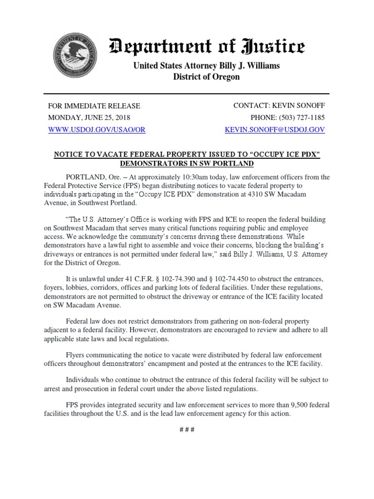 NOTICE ICE Demonstration