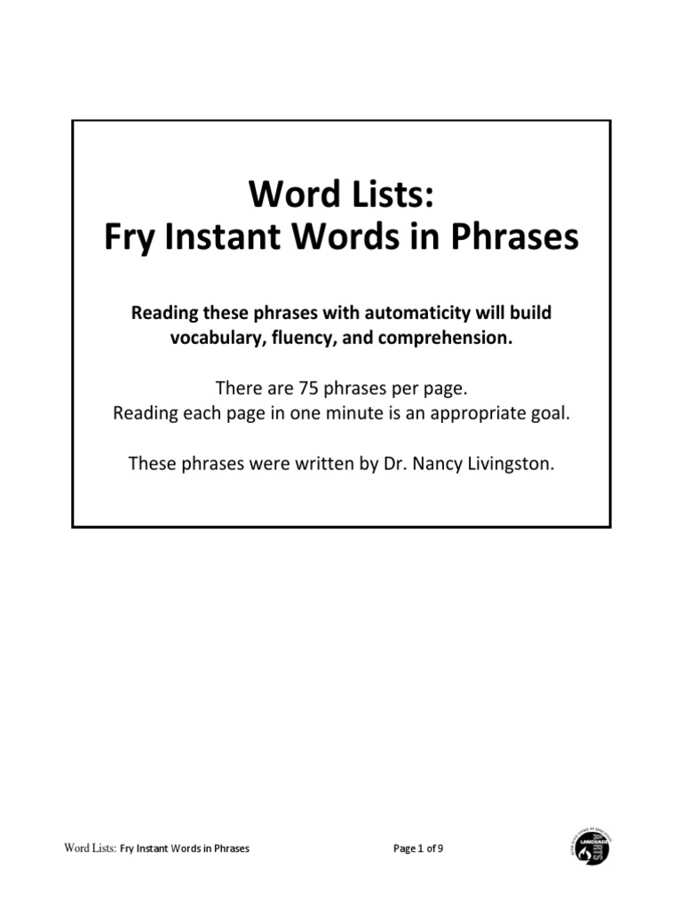 Fry 1000 in Phrases by DR Livingston | PDF | Reading Comprehension