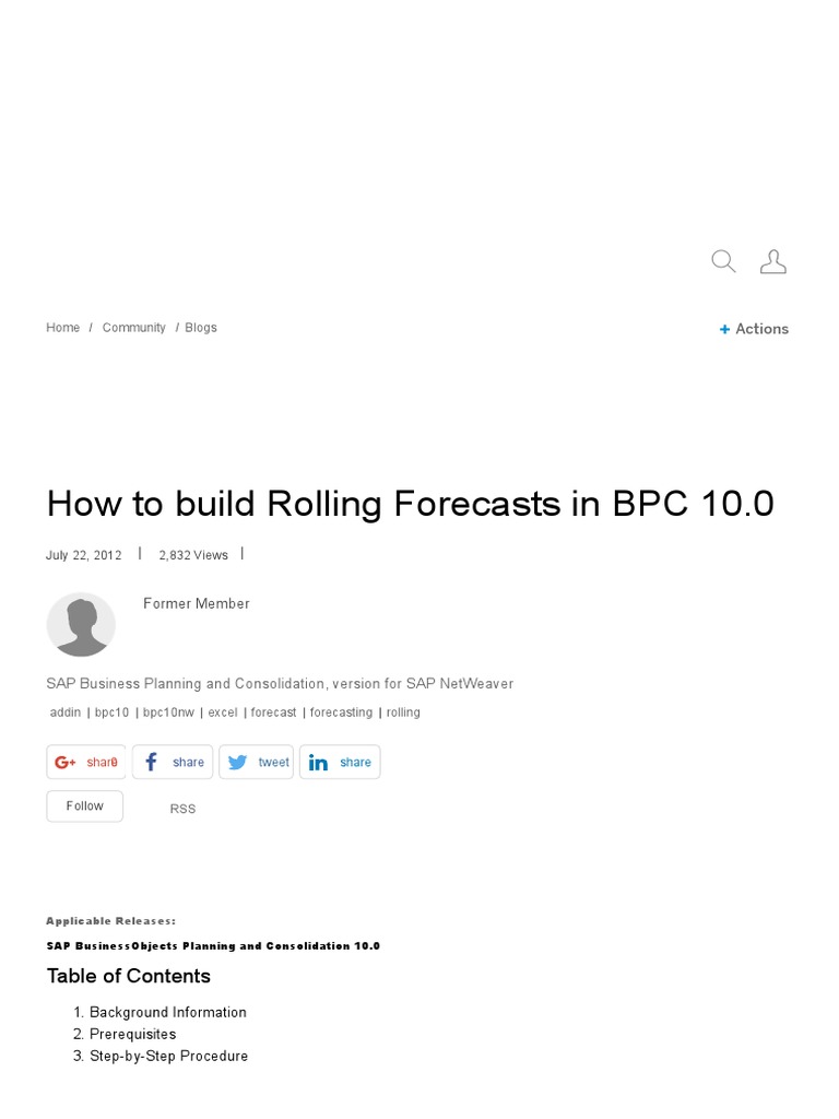 How To Build Rolling Forecasts in BPC 10.0 - SAP Blogs | PDF ...