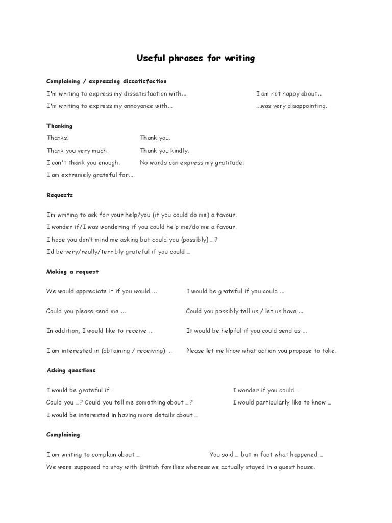 Useful Phrases For Writing | PDF | Language Arts & Discipline
