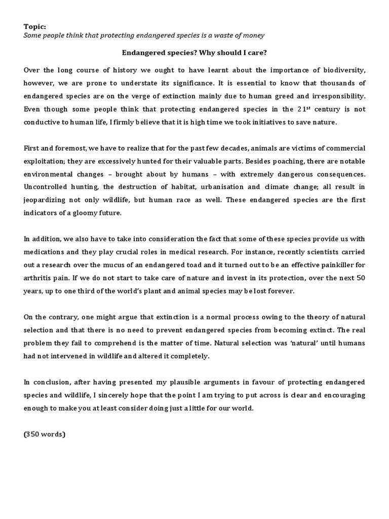 Essay | PDF | Extinction | Endangered Species