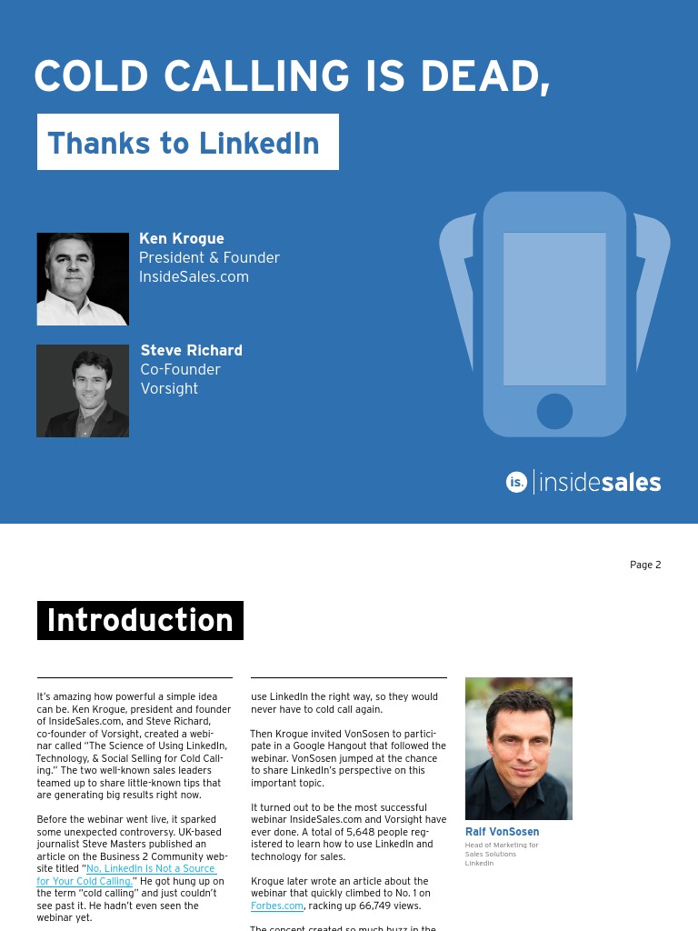 Ebook Cold Calling Is Dead Linkedin PDF | PDF | Linked In | Sales