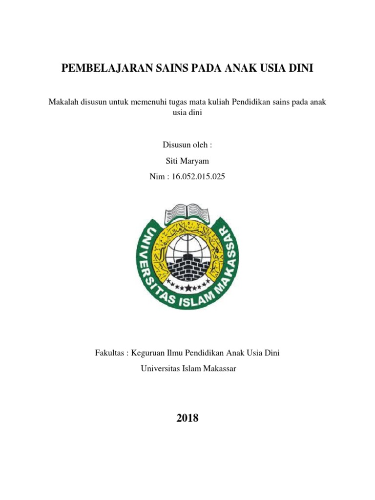 Pembelajaran Sains Pada Anak Usia Dini | PDF