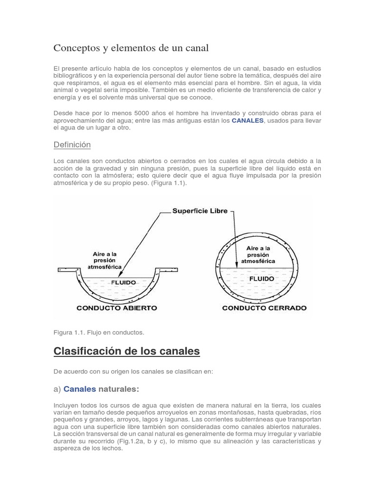 Conceptos y Elementos de Un Canal | PDF | Canal | Agua
