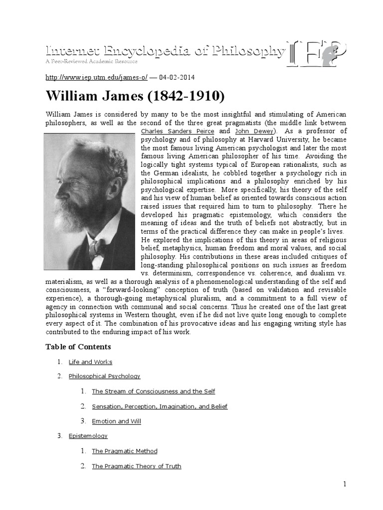 William James: Pragmatism and Philosophy | PDF | Pragmatism | Truth