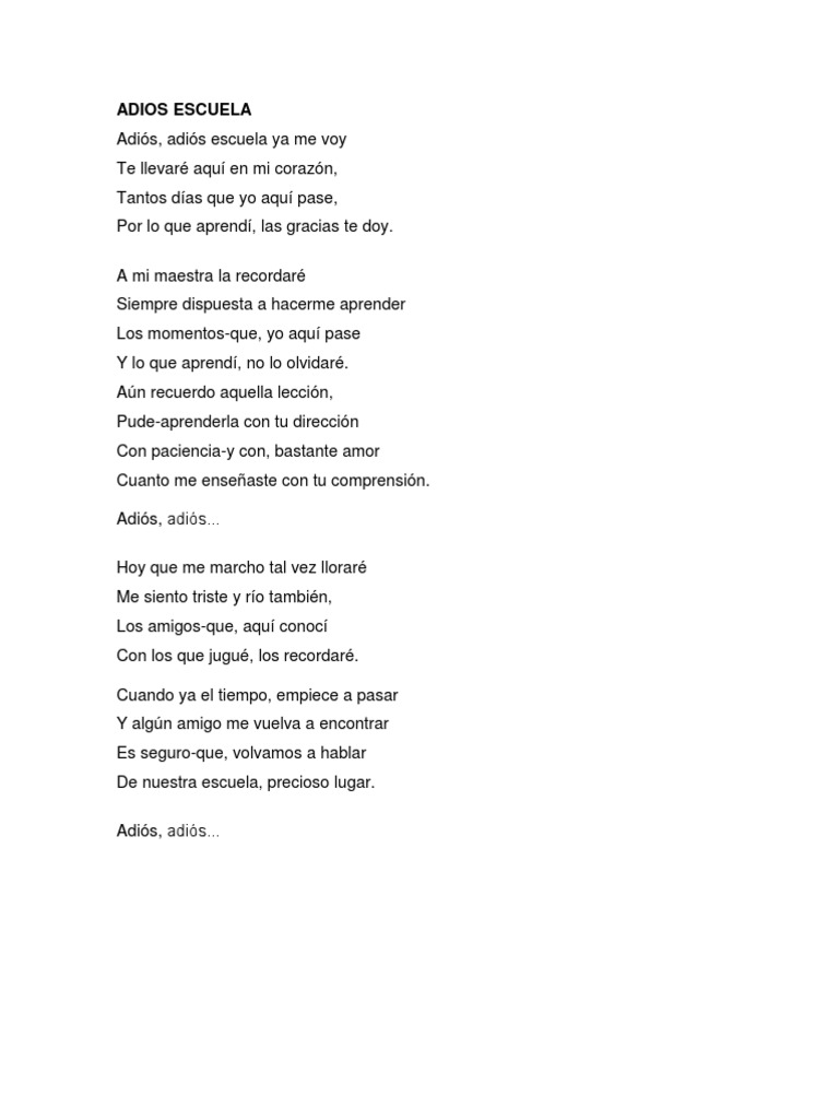 Adios Escuela | PDF