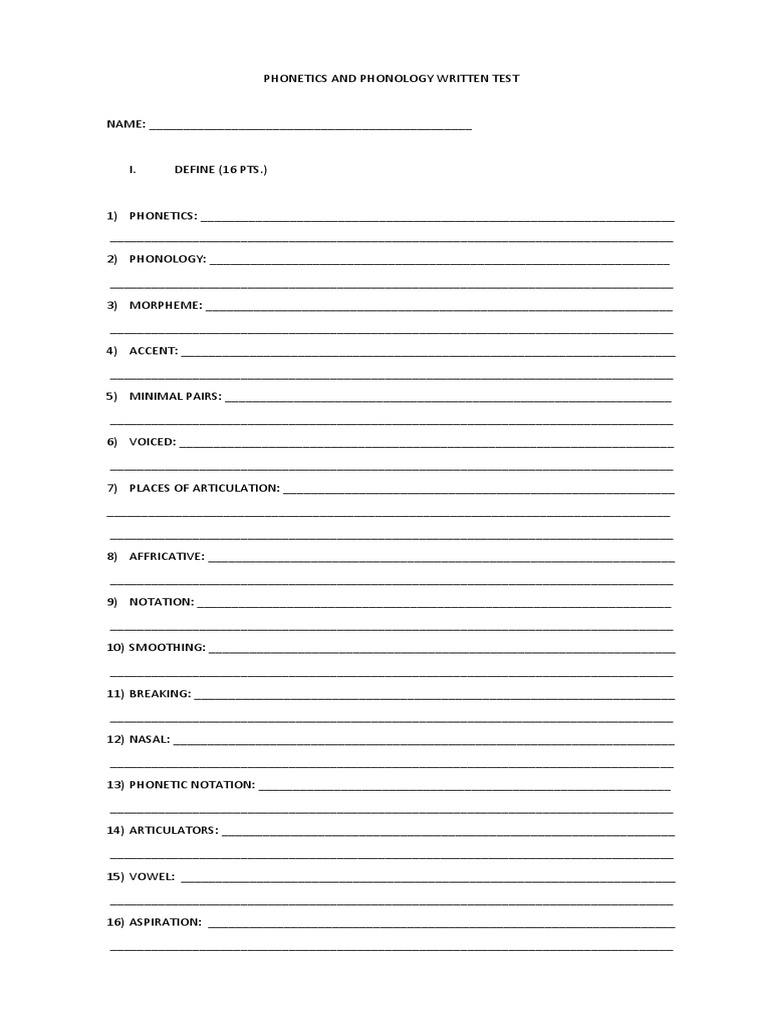 Phonetics and Phonology Written Test | PDF | Phonology | Phonetics