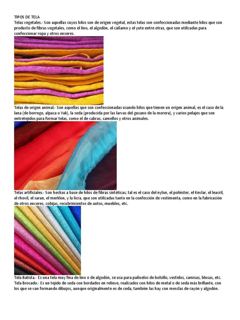 Clasificación de Tipos de Tela | PDF | Seda | Textiles