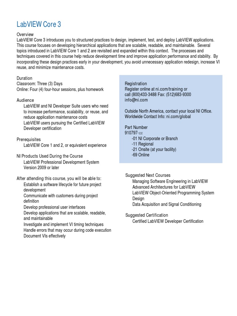 MKT Course Outline Labview Core 3 PDF | PDF | Computer Programming | Application Software