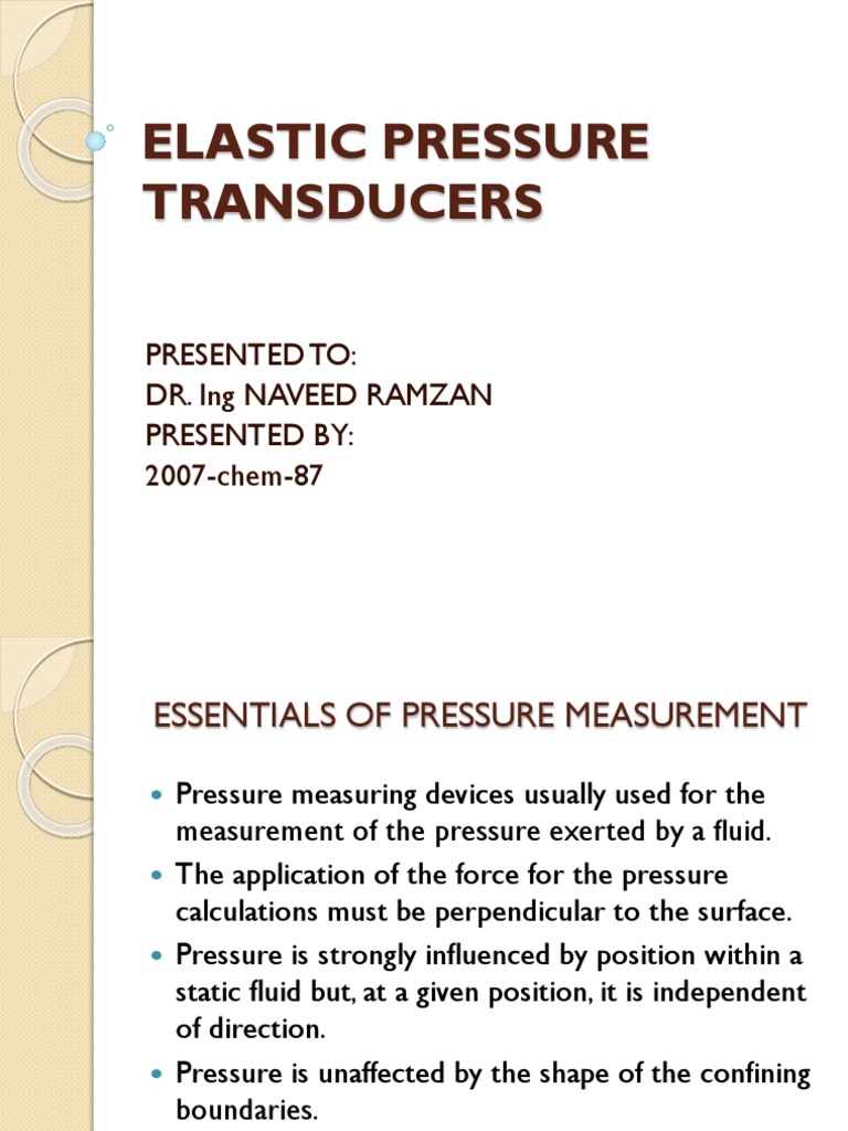 Elastic Pressure Transducers by 87 | PDF | Pressure Measurement | Pressure