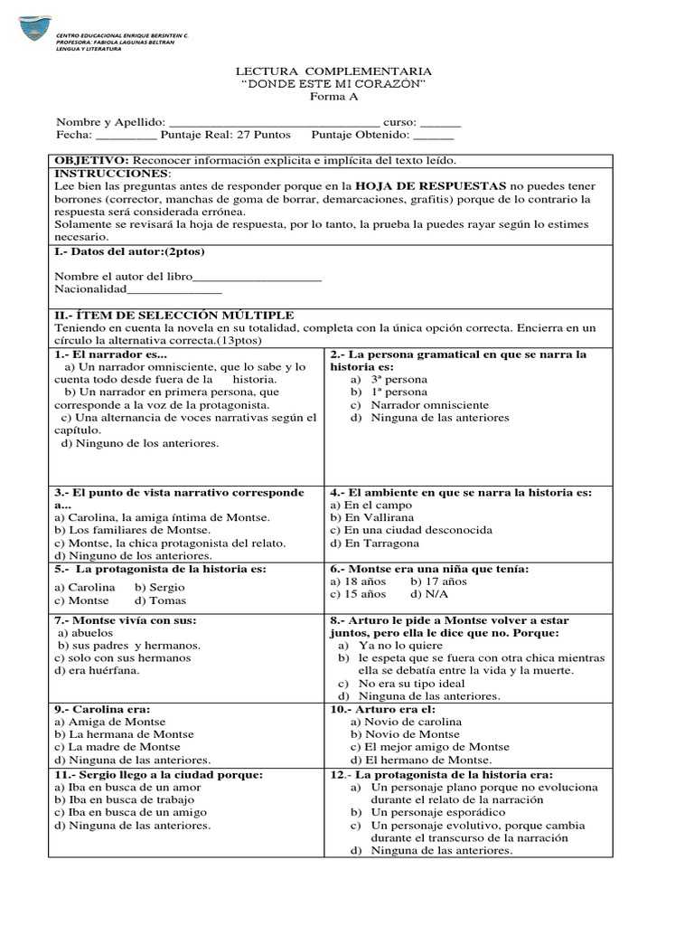 Resumen y Análisis de "Donde Esté Mi Corazón" | PDF | Narración