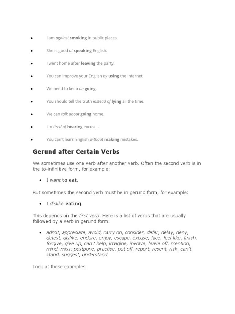 Gerunds After Prepositions | PDF | Verb | Syntax