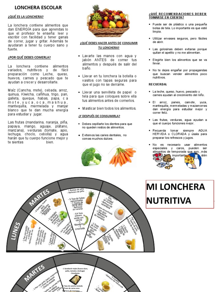 Triptico Lonchera Escolar | PDF | Alimentos | Cocina