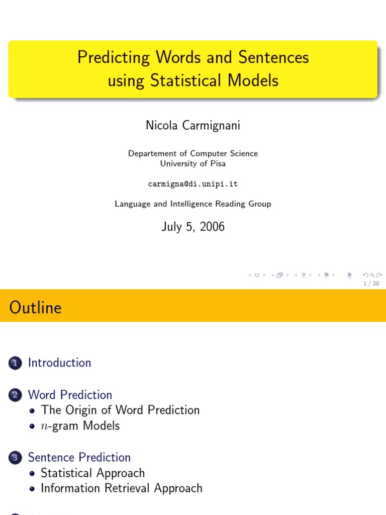 Predicting Words and Sentences Using Statistical Models: Nicola ...