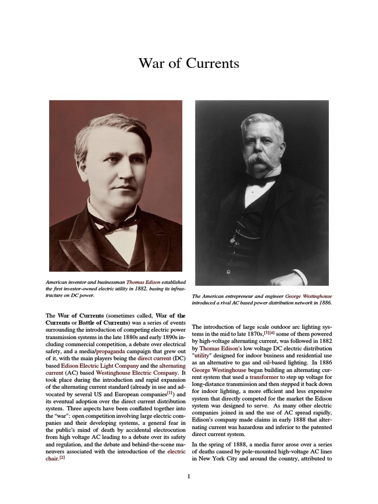 The War of Currents Explained | PDF | Alternating Current | Electric Chair
