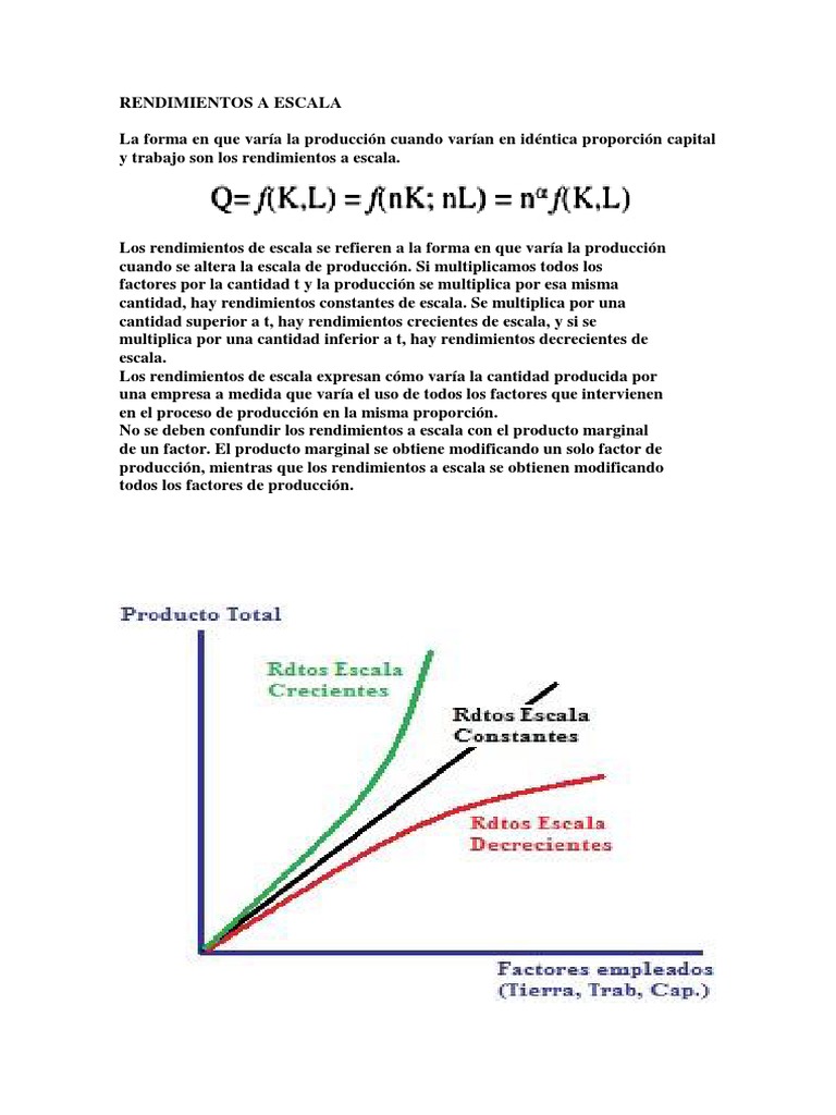 Rendimientos A Escala Pdf Industrias Producción Y Fabricación