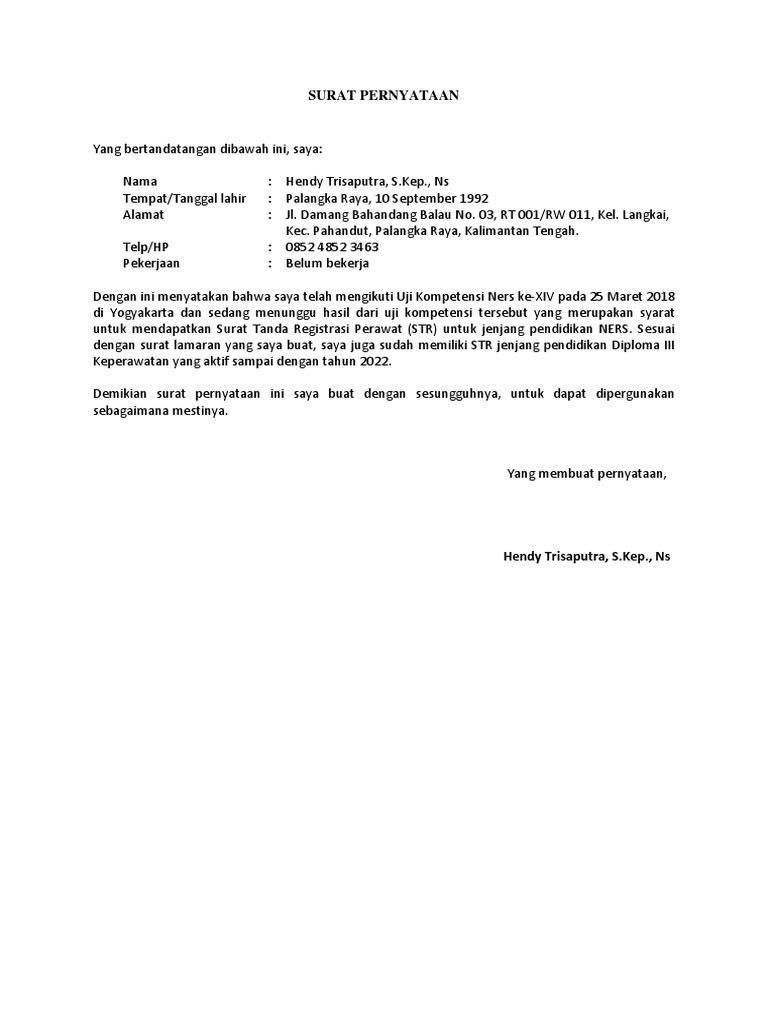 Surat Pernyataan STR | PDF