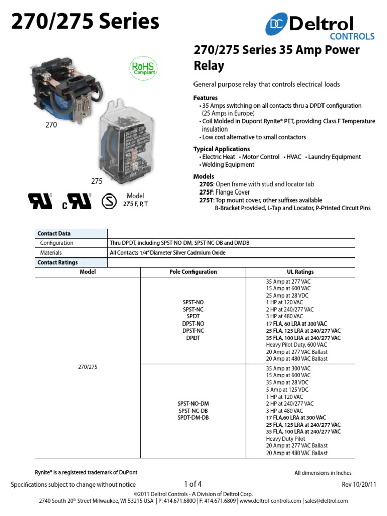 270-275 Series Data Sheet | PDF | Relay | Switch