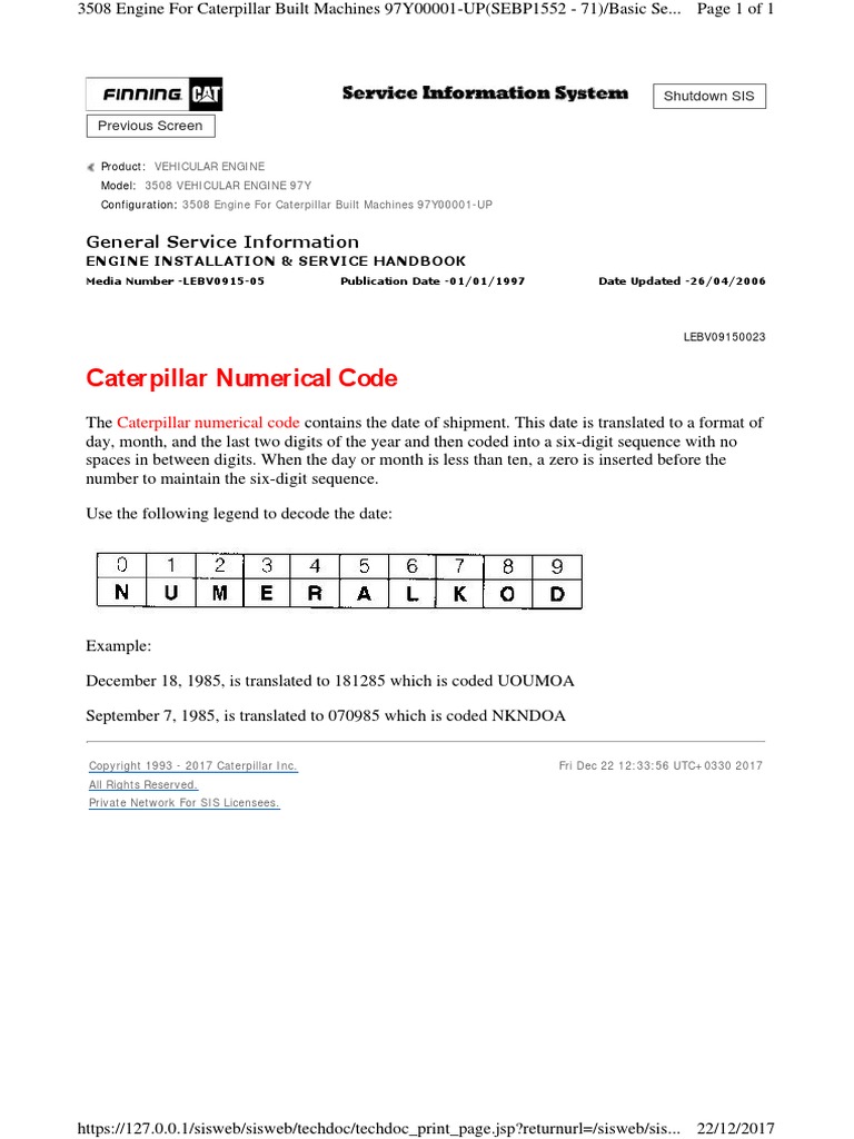 Caterpillar Numerical Code: General Service Information | PDF