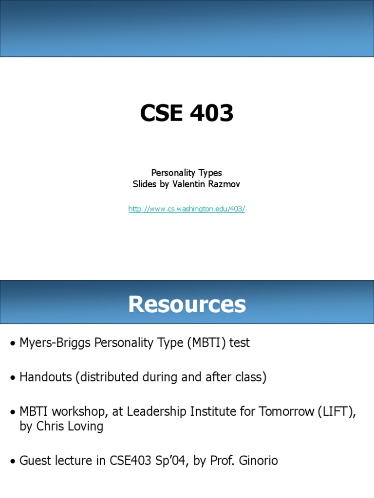 Personality Types Slides by Valentin Razmov | PDF | Personality Type ...