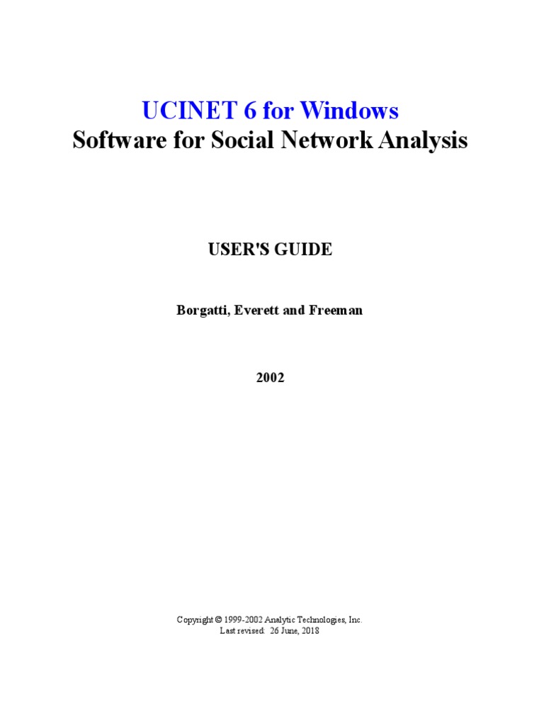 UCINET 6 User's Guide | PDF | Matrix (Mathematics) | Vertex (Graph Theory)