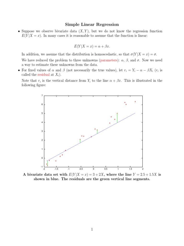 Simple Linear Regression: Parameters | PDF | Errors And Residuals ...