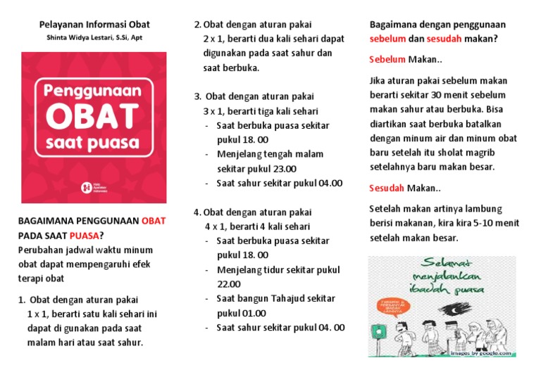 Leaflet Minum Obat Saat Puasa | PDF