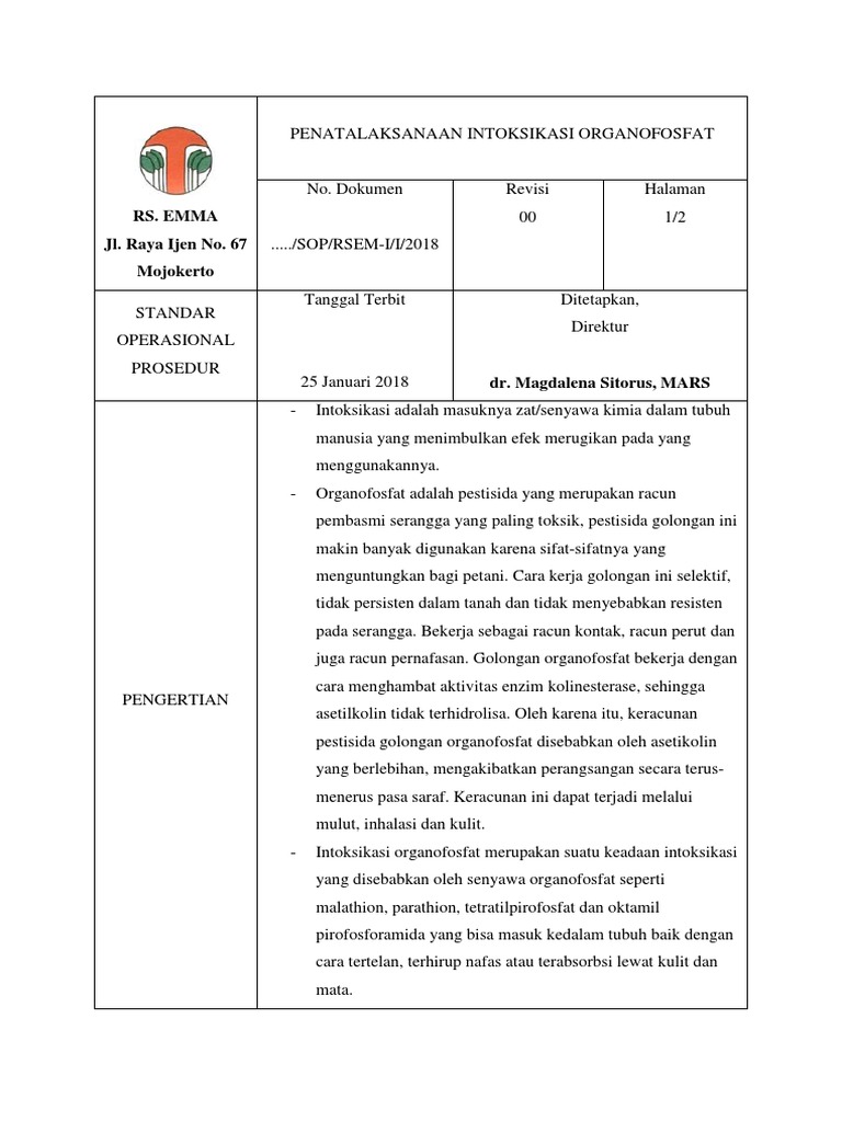 Penatalaksanaan Intoksikasi Organofosfat | PDF