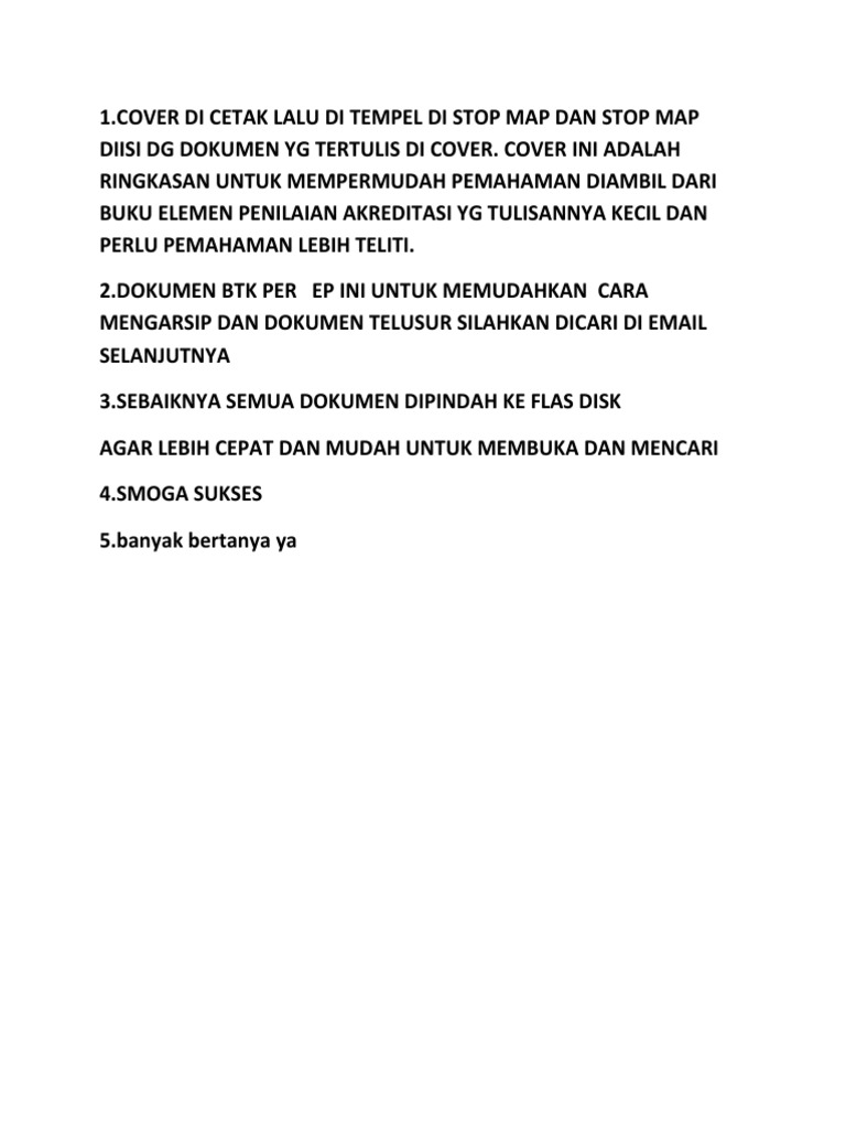 Cover Di Cetak Lalu Di Tempel Di Stop Map Dan Stop Map Diisi DG Dokumen Yg Tertulis Di Cover | PDF