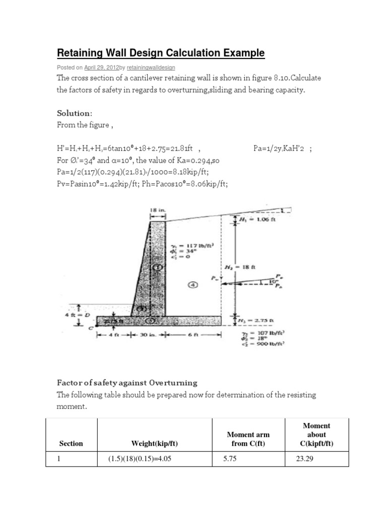 Retaining Walls | PDF | Stress (Mechanics) | Strength Of Materials
