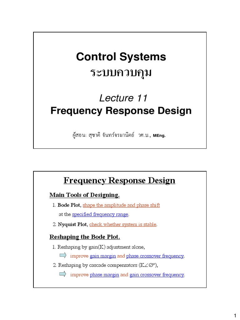 Frequency Response Design: Control Systems | PDF Frequency Response Design: Control Systems | PDF