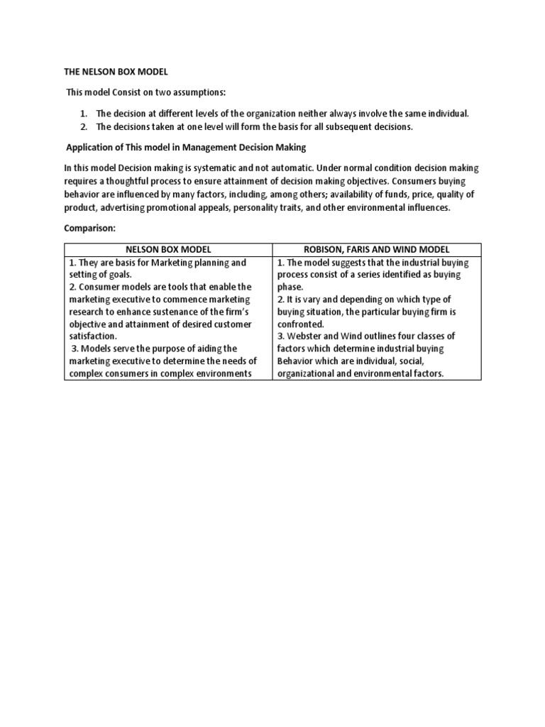 Nelson Box Model in Decision Making | PDF | Finance & Money Management