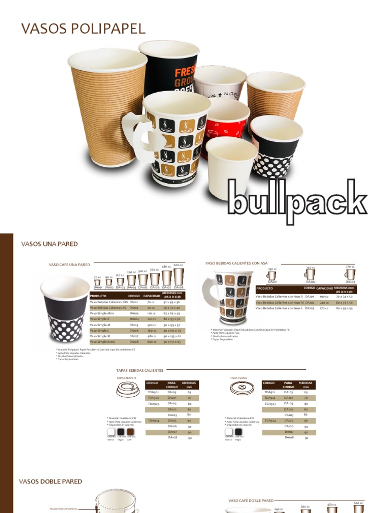 Vasos Polipapel para Café: Medidas y Tipos | PDF