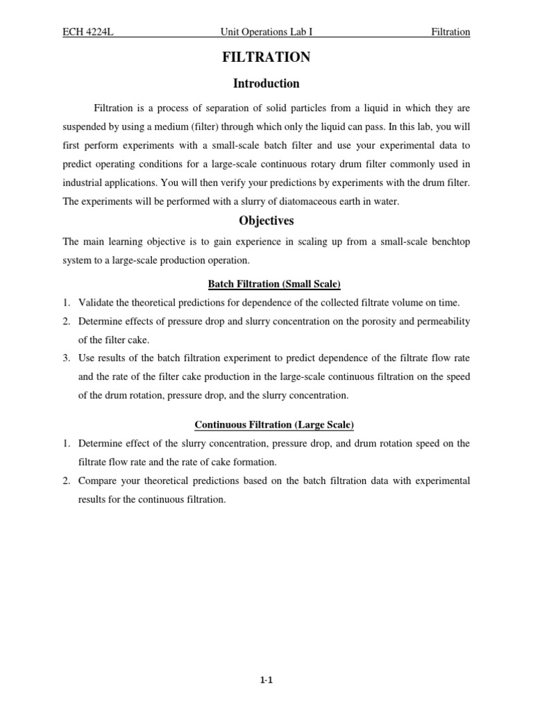 Filtration: Batch Filtration (Small Scale) | PDF | Filtration ...