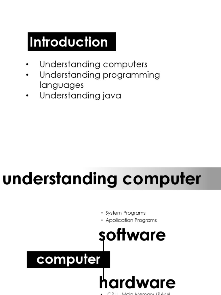 Understanding Computers - Understanding Programming Languages - Understanding Java | PDF ...