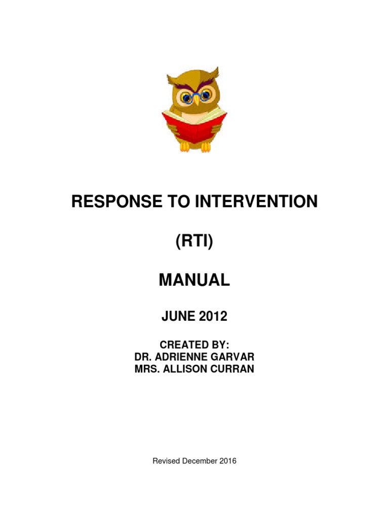 Response To Intervention (Rti) Manual PDF | Download Free PDF | Phonics | Reading (Process)