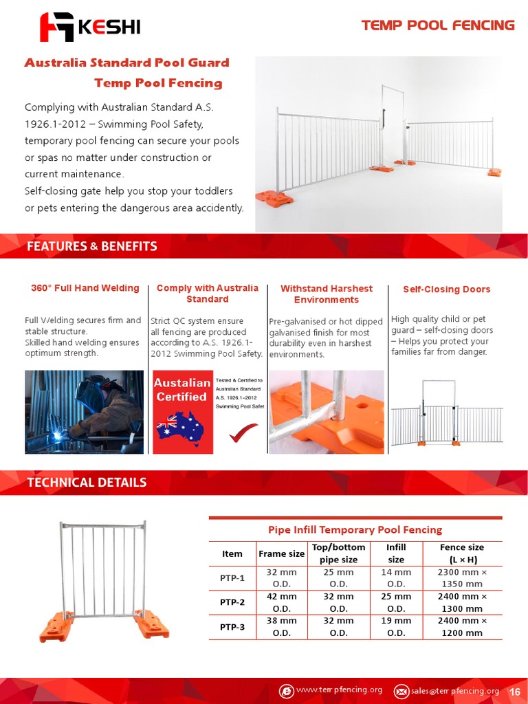 Temporary Pool Fencing Catalog | PDF | Building Materials | Building ...