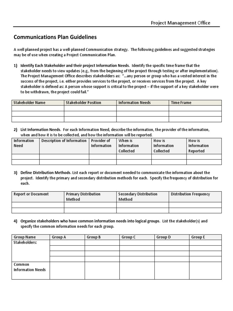Communications Plan Guidelines | PDF | Project Management | Share Point