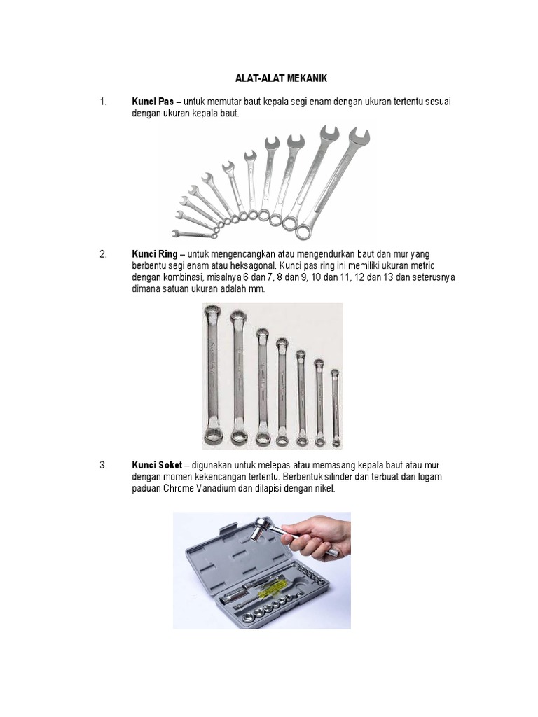 Alat-Alat Mekanik dan Fungsinya | PDF | Bisnis