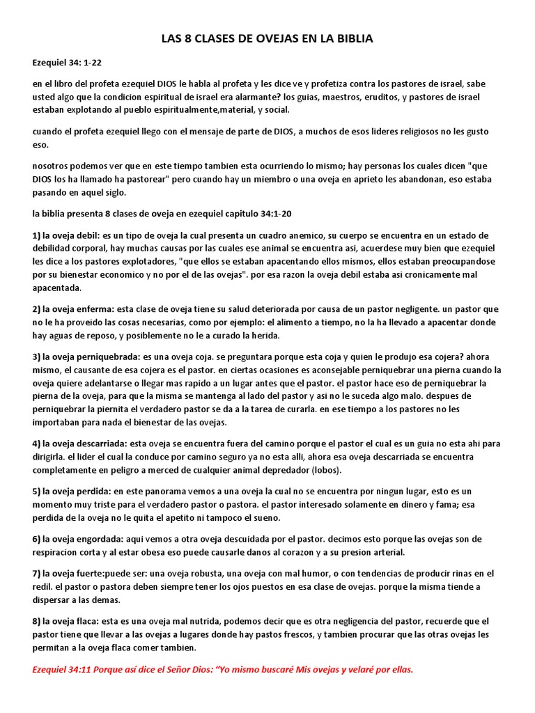 Ocho Clases de Ovejas en la Biblia | PDF | Oveja | Ezequiel