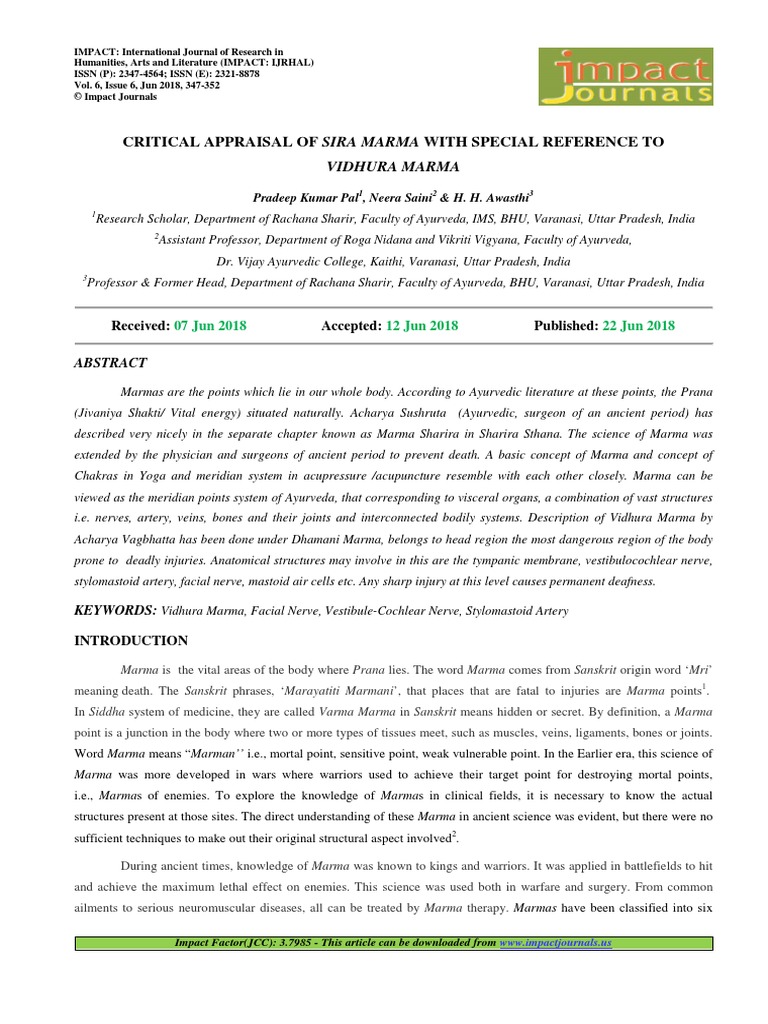 Hum - Critical Appraisal of Sira Marma With Special Reference To ...