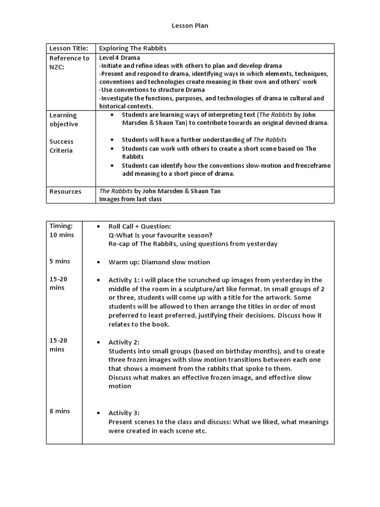 The Rabbits Lesson 2 | PDF | Educational Psychology | Learning