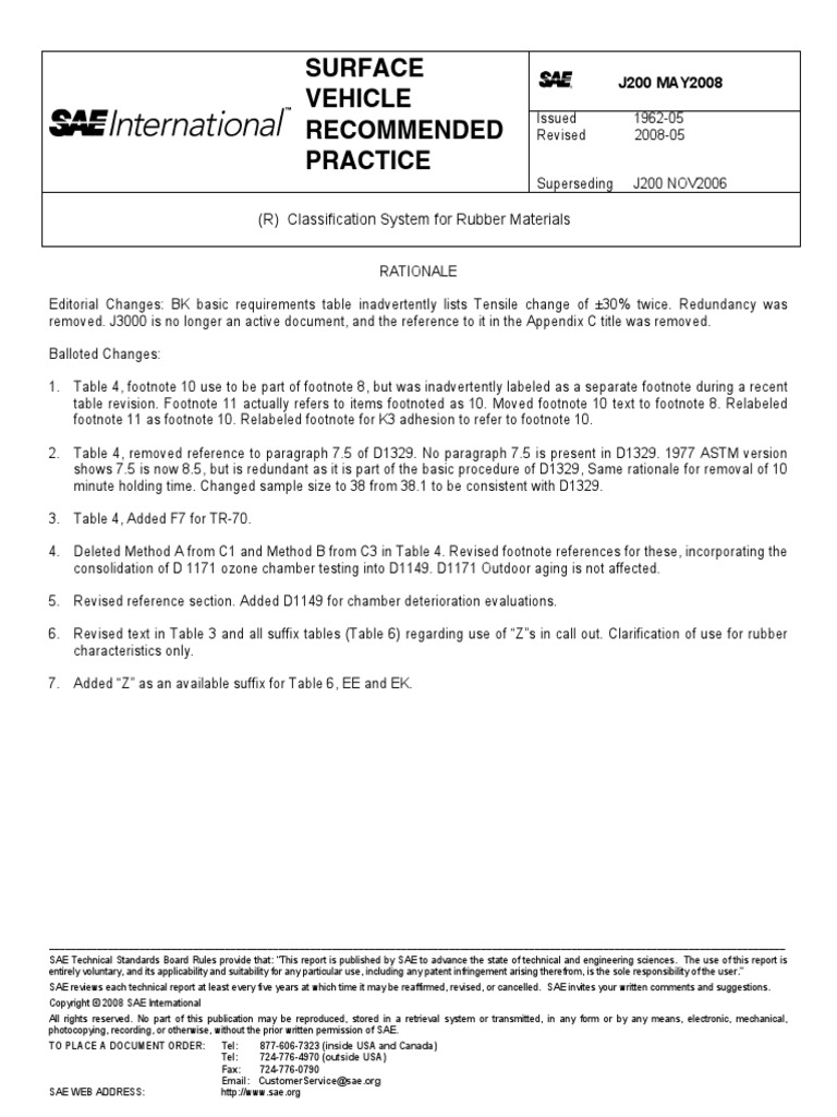 Sae J200 PDF | PDF | Ultimate Tensile Strength | Natural Rubber