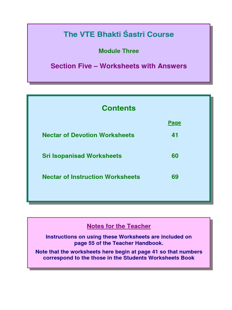 7Kh97 (%KDNWL Dvwul&Rxuvh: Section Five - Worksheets With Answers | PDF