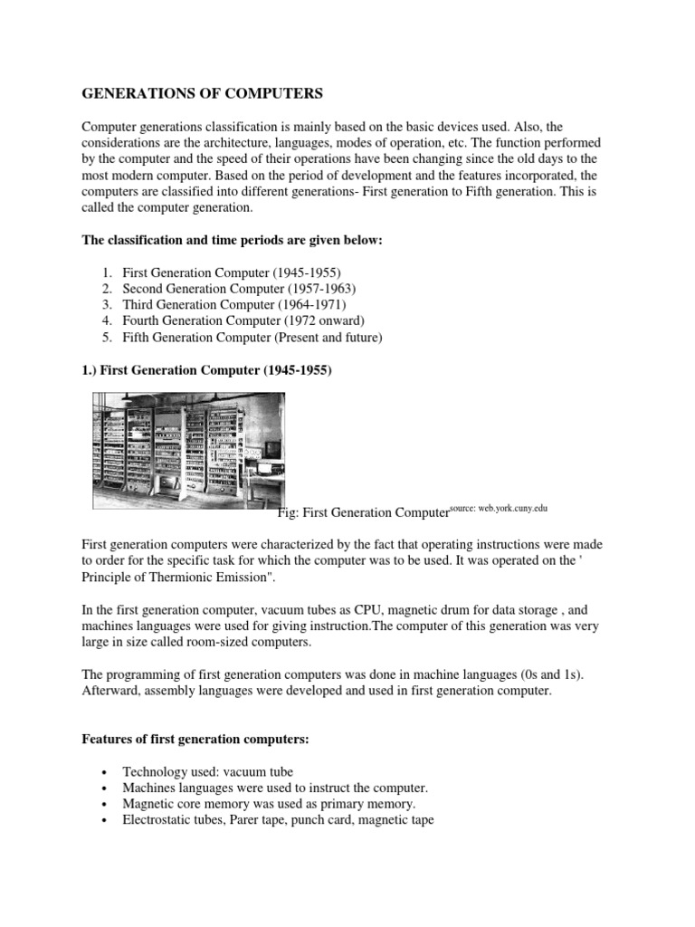 Generations of Computers | PDF | Integrated Circuit | Random Access Memory