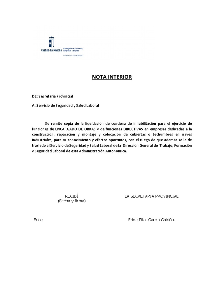 Nota Interior | PDF | Finanzas y dinero