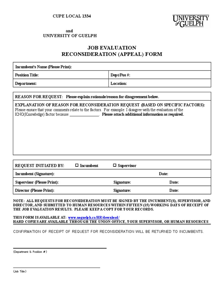Job Evaluation Reconsideration | PDF