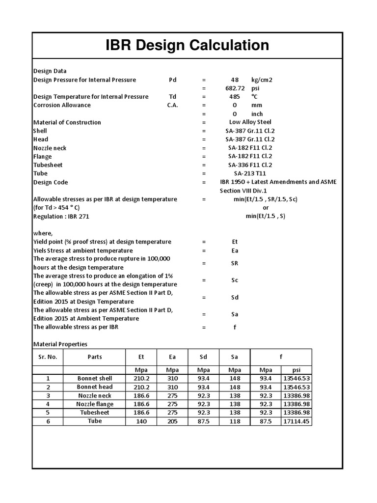 IBR Design Pressure Calculations | PDF | Continuum Mechanics | Building ...
