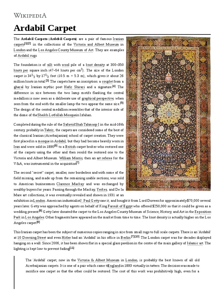 Ardabil Carpet | PDF | Rugs And Carpets | Decorative Arts